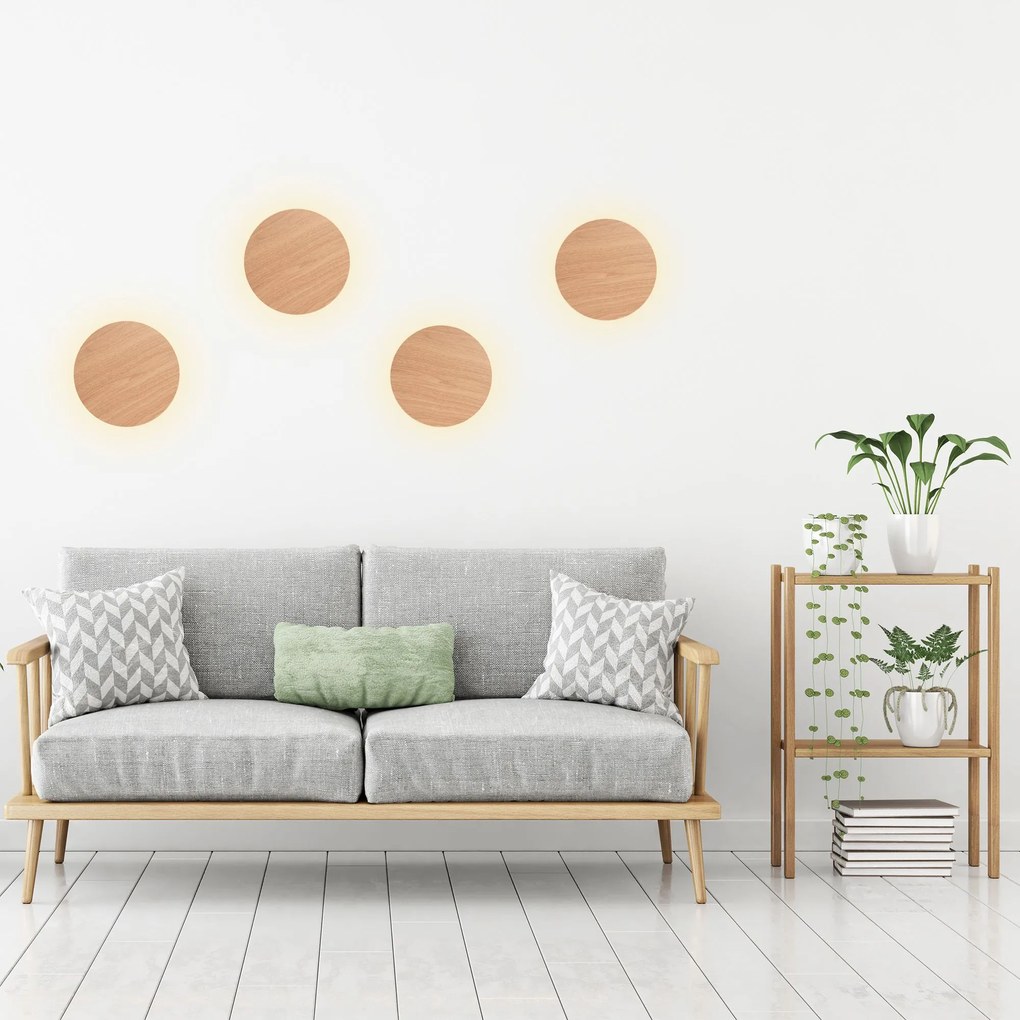 Toolight Toolight, LED nástěnné svítidlo 20cm 12W APP1405-W WOOD, přírodní hnědá, OSW-03086