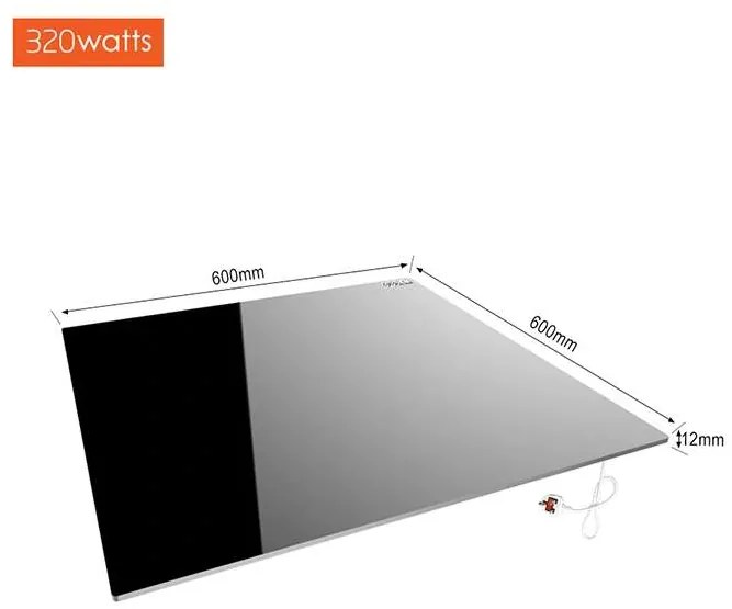 ByeCold | Zrcadlový infrapanel | 320W | 60x60 cm | WiFi termostat | Dálkový ovladač | Výhřevnost 5,8m² | IGT2-G0606M