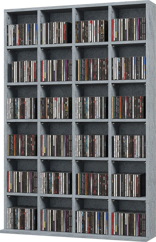 HOMCOM Úložný prostor na CD a DVD, multimediální úložná jednotka se 24 přihrádkami, maximální kapacita 480 CD/312 DVD, dřevěná knihovna s nastaviteln…