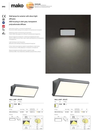 Redo 90159 - LED Venkovní nástěnné svítidlo MAKO 1xLED/12W/230V IP65