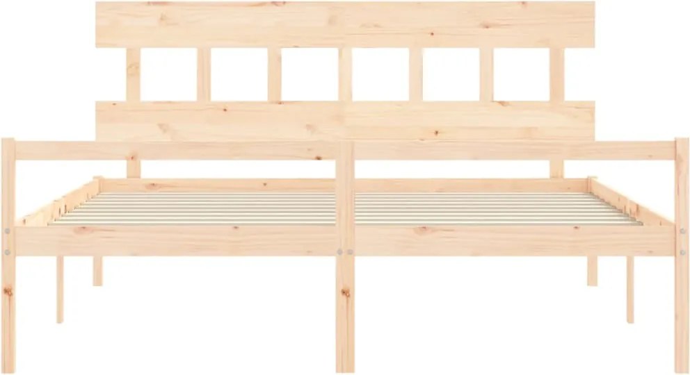 Postel s čelem pro seniory 200x200 cm masivní dřevo 3195436