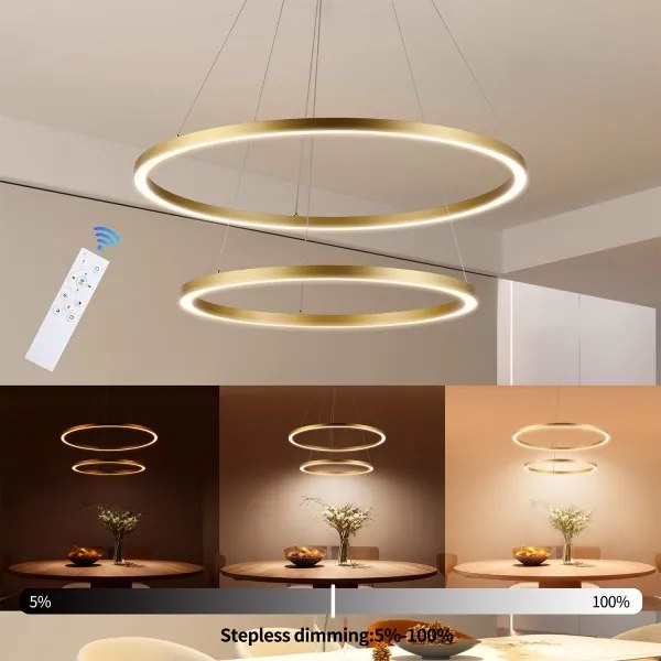 Brilagi - LED Stmívat. lustr na lanku PORTOFINO LED/98W/230V pr. 80 cm zlatá +DO