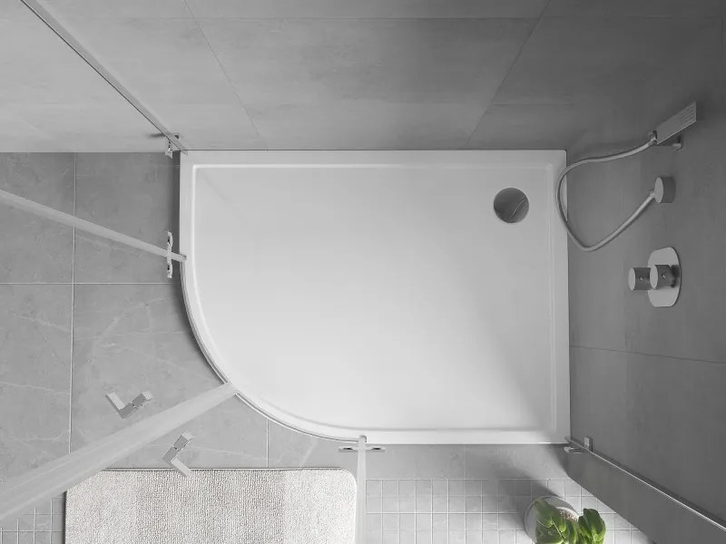 Mexen Flow sprchová vanička půlkruhová asymetrická slim pravá 100 x 90 cm, bílý lesk - 46Q109010R