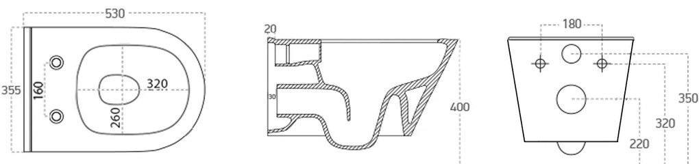 Sapho Sapho, AVVA CLEANWASH závěsná WC mísa s bidet. sprškou, Rimless, 35,5x53cm, bílá, 100312
