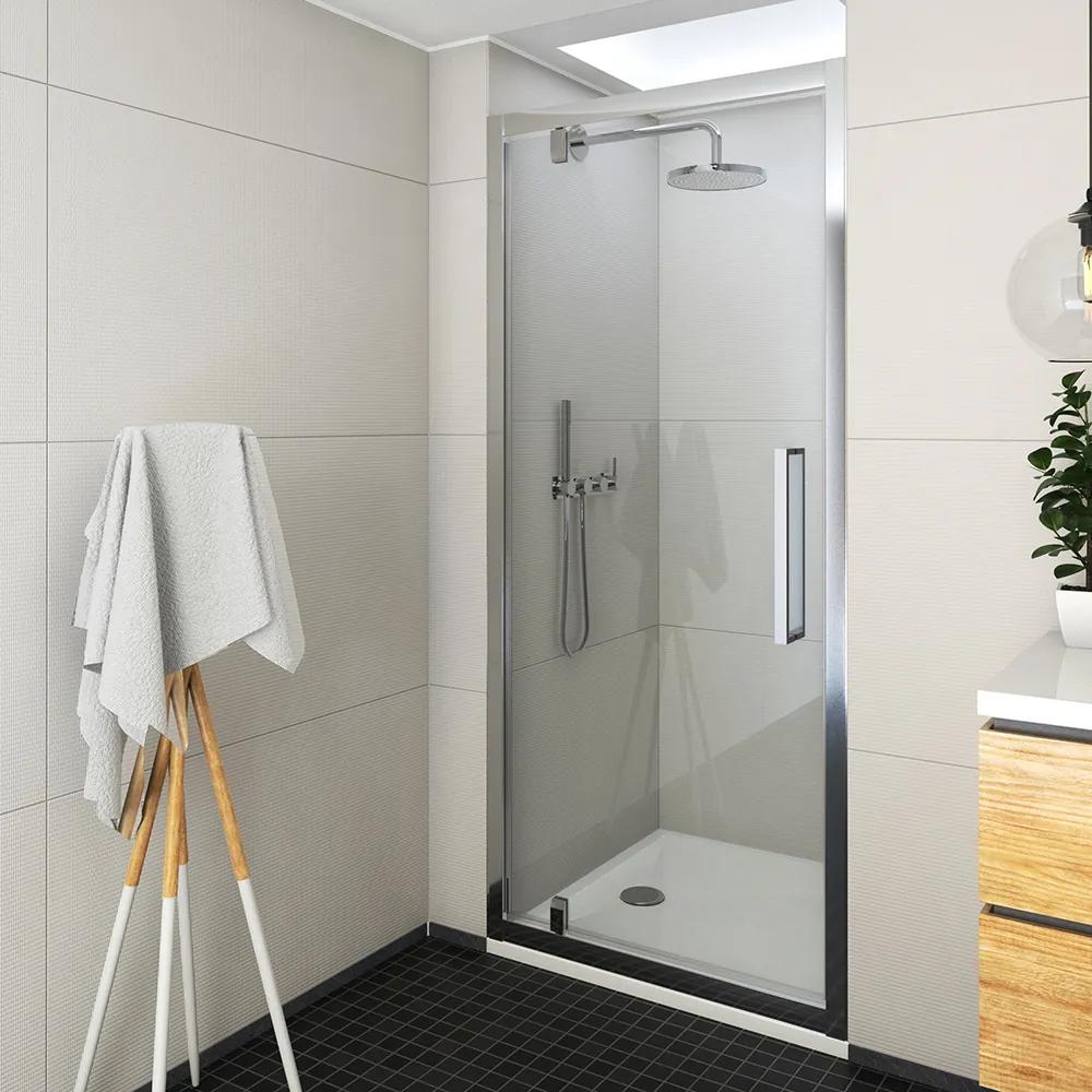 Roth EXCLUSIVE LINE ECDO1N Jednokřídlé sprchové dveře pro instalaci do niky 80 cm Profil: Černá, Sklo: Hladké čiré
