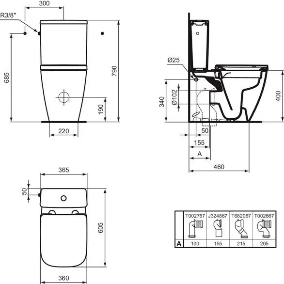 Ideal Standard i.Life S WC mísa Rimless ke zdi, bílá T500001