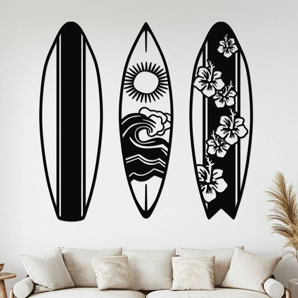 dřevo života Dřevěný obraz SURF ALOHA Zvolte barvu dekoru: Černá, Rozměry (cm): 100x95