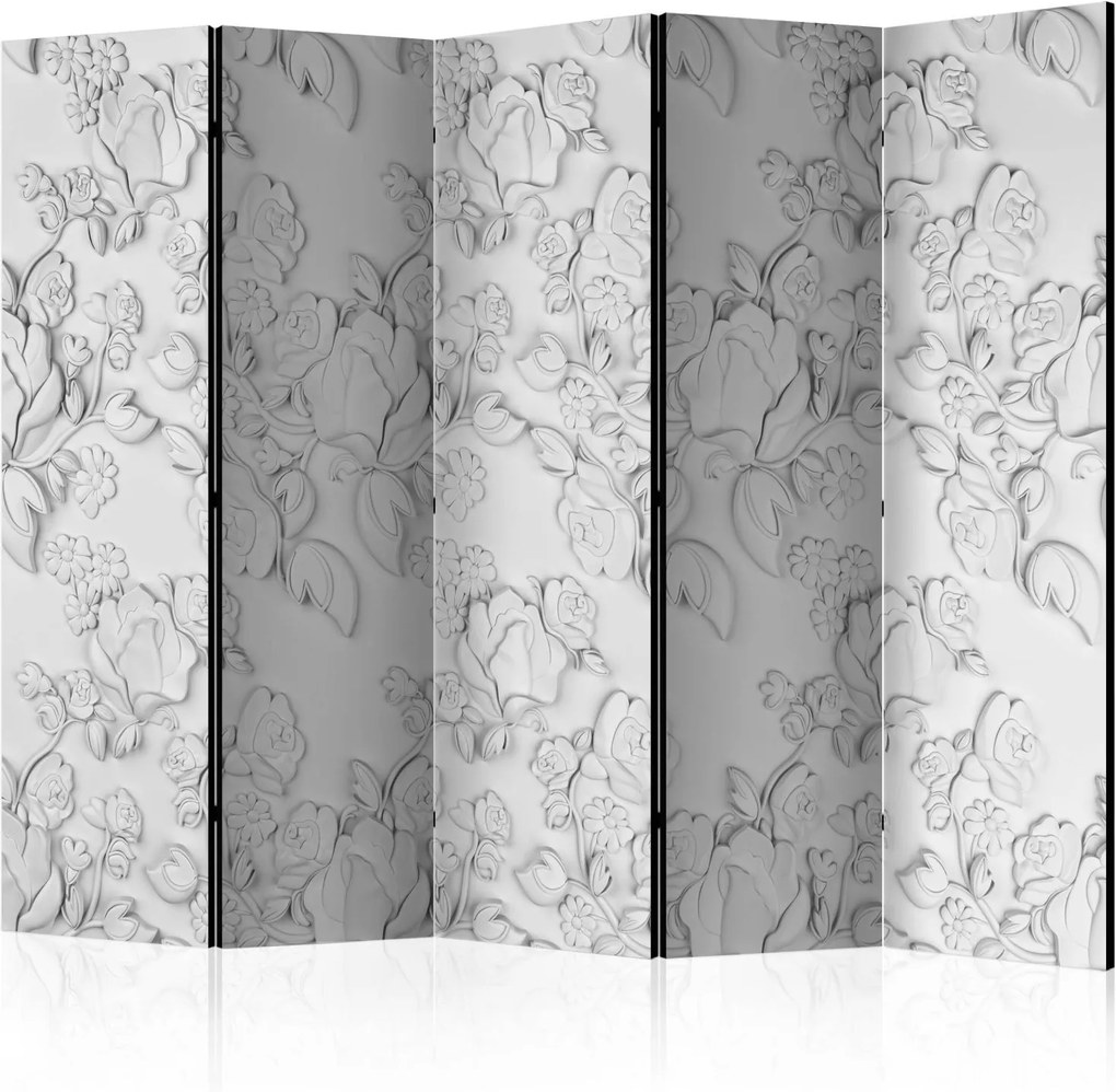 Paraván - White ornament: roses II [Room Dividers] 225x172