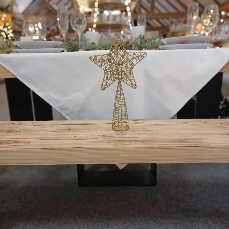 Vánoční hvězda na stromek 18 × 30 cm, drátěná, zlatá