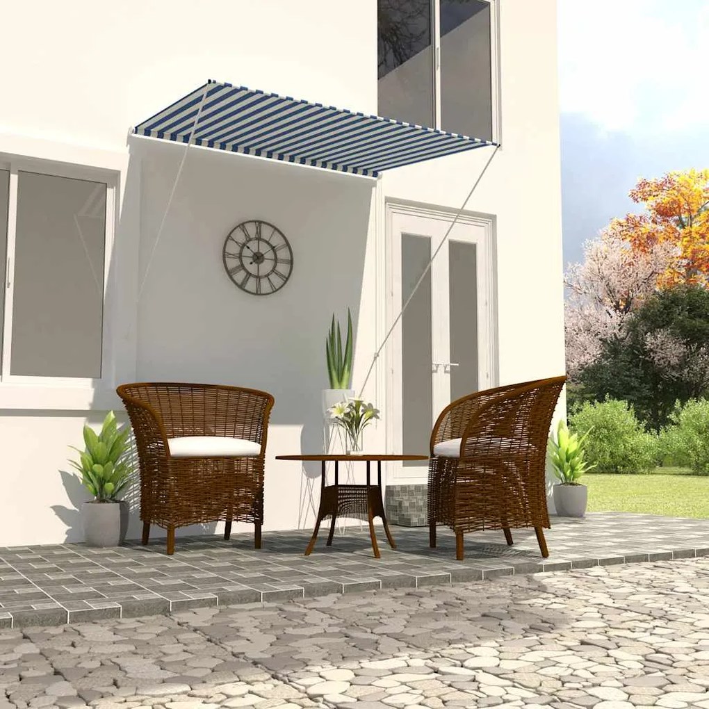 Zatahovací markýza 150 x 150 cm modro-bílá 143746