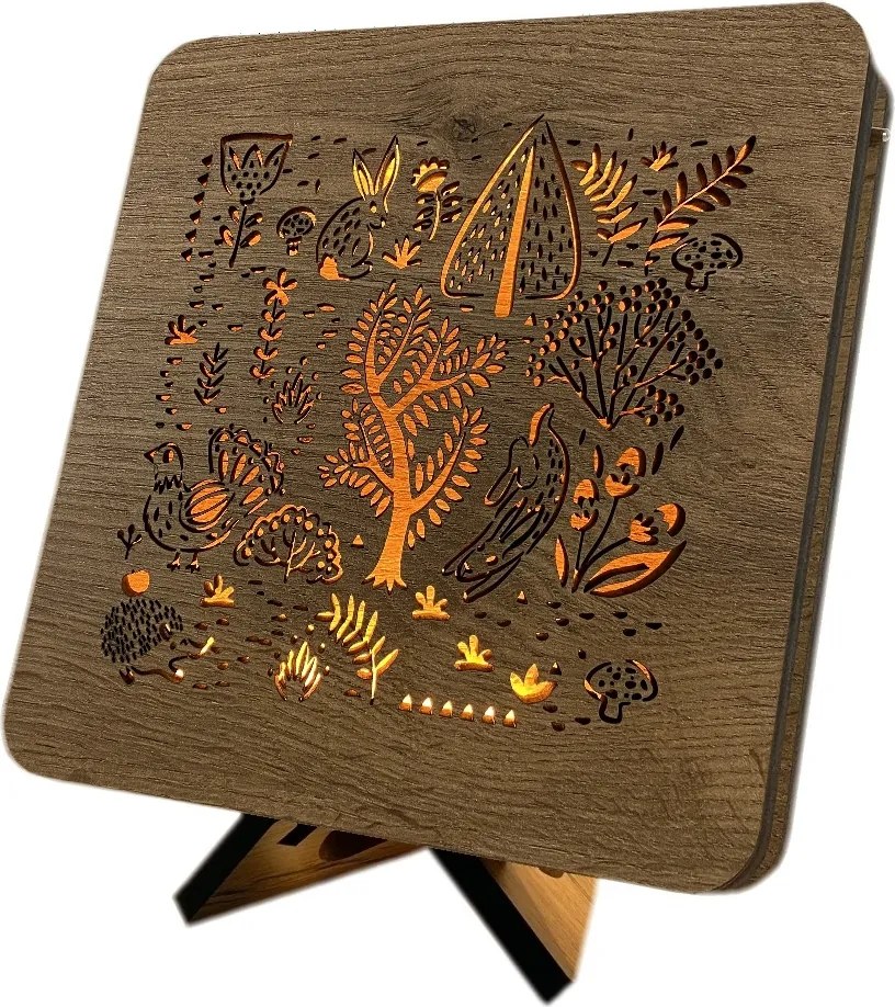 Li-Go "Les se zajícem" lampa 19x19 cm provedení povrchu: jedle