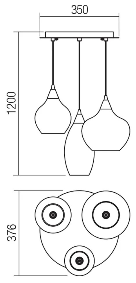 Smarter 01-3192 závěsné svítidlo Tanner, chrom, kouřové, 3xE14, ø37,6cm