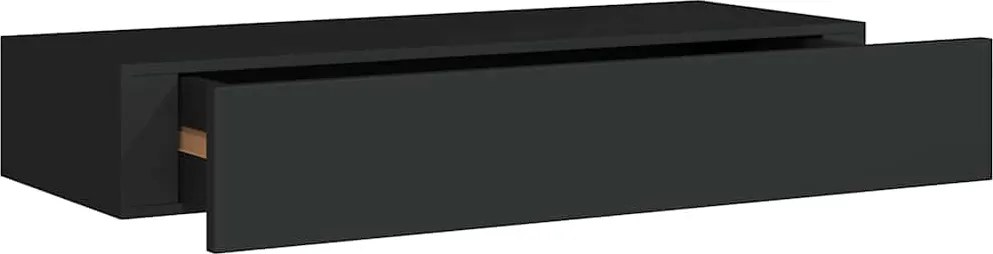 Nástěnné police se zásuvkou 2 ks černé 60 x 23,5 x 10 cm MDF 330258