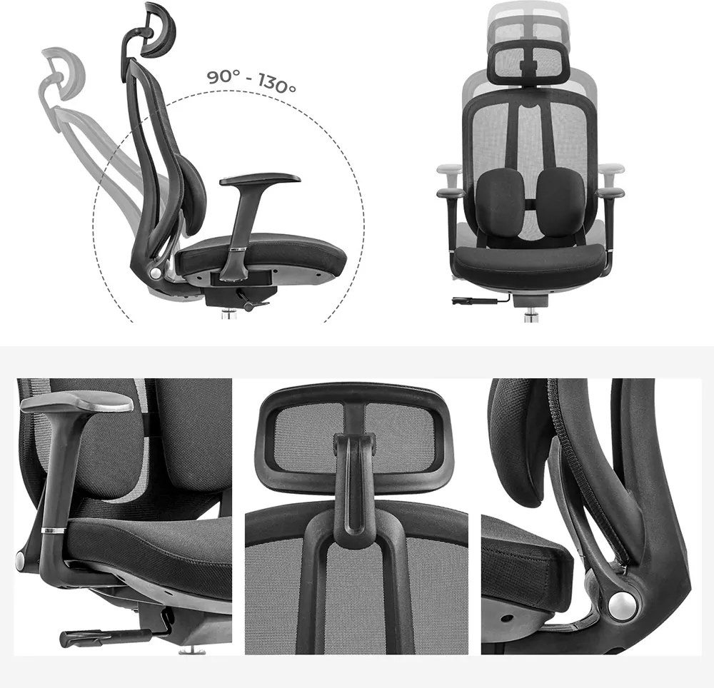 Ergonomická síťovaná kancelářská židle MOSH Airflow 616 – černá