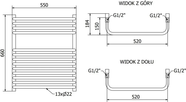 Mexen Apollo koupelnový radiátor 660 x 550 mm, 386 W, černý - W117-0660-550-00-70