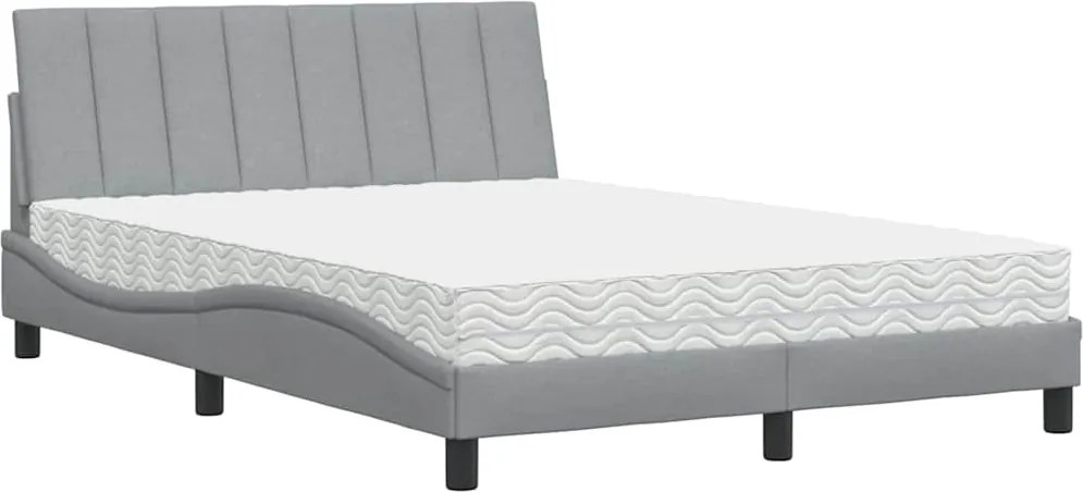 Postel s matrací Hanko světle šedá 140 x 190 cm textil 3310524