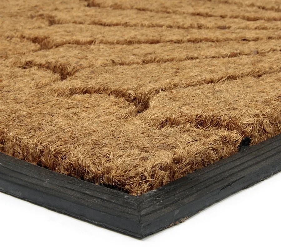Kokosová čistící venkovní vstupní půlkruhová rohož Rays, FLOMAT - délka 45 cm, šířka 75 cm a výška 2,2 cm