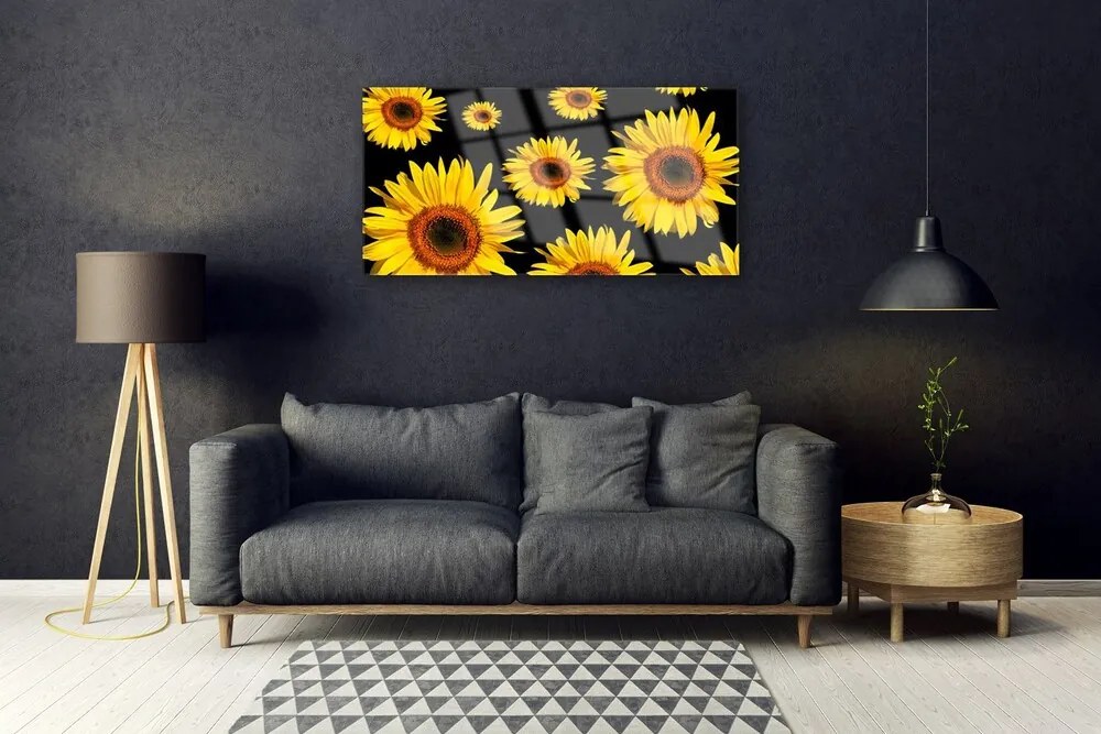Obraz na skle Slunečnice Rostlina Příroda 125x50 cm