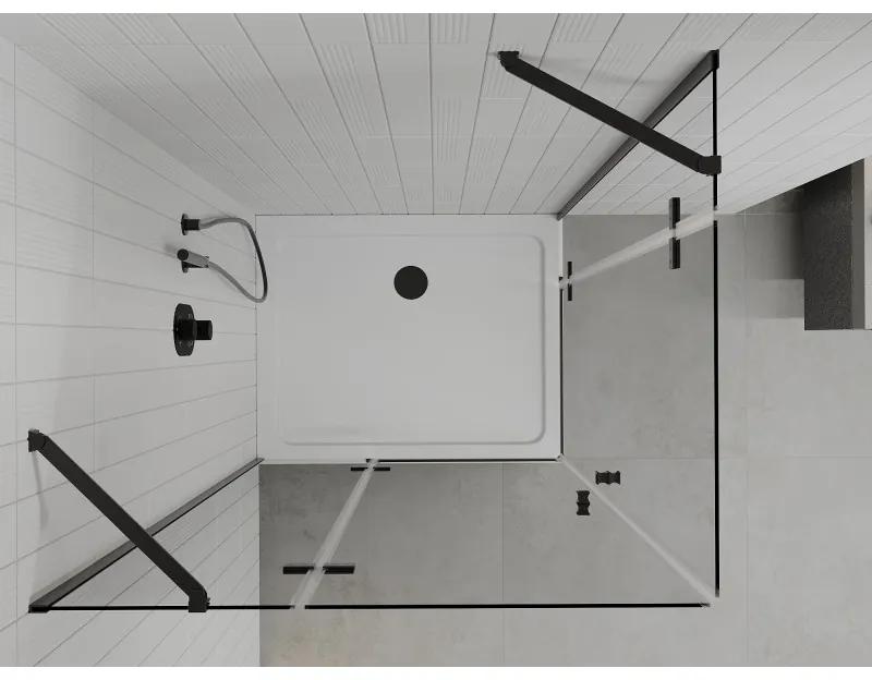 Mexen Roma Duo sprchový kout s otočnými dveřmi 90 x 80 cm, Průhledné, Černá + sprchová vanička Flat - 854-090-080-70-02-4010B
