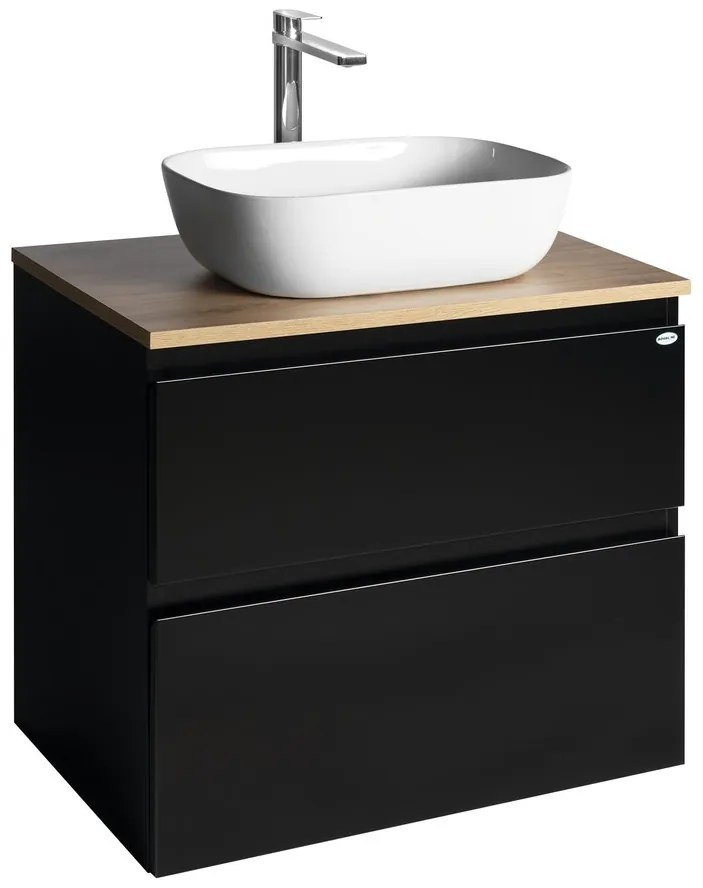 Aqualine Aqualine, ALTAIR skříňka s deskou 68 cm, černá mat/dub emporio, AI670-01