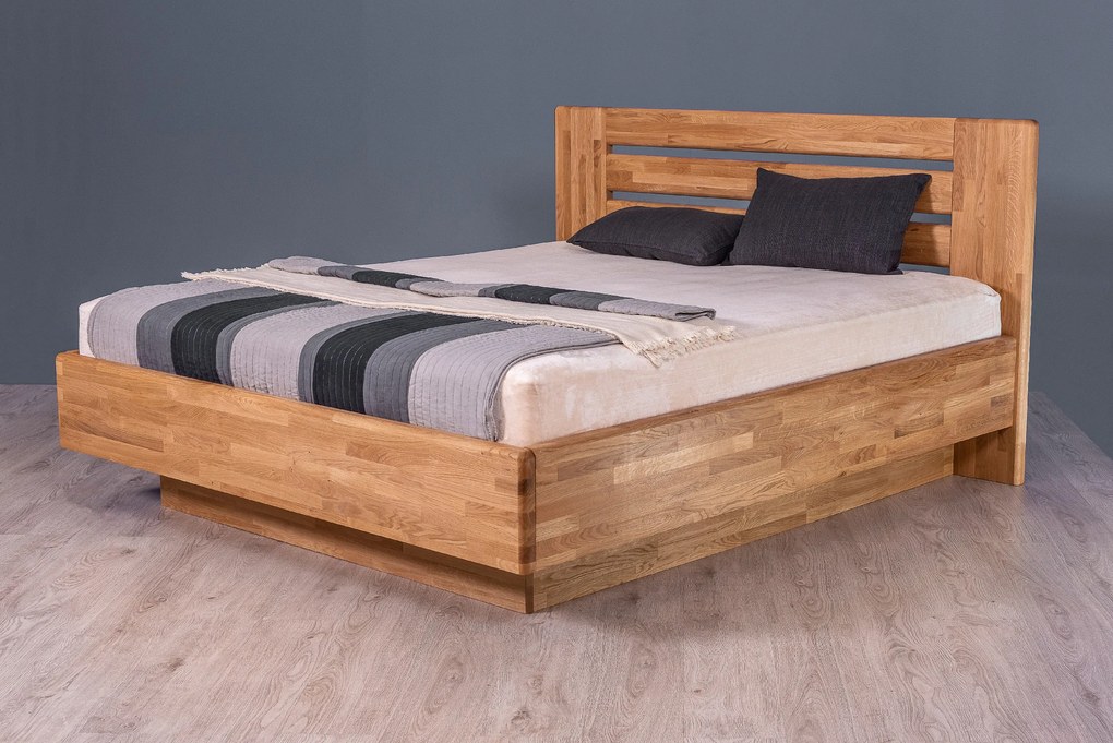 Masivní postel MERKUR - Solwo Design Dřevo a odstín oleje: DUB Cink - Olej odstín DO203, Rozměr spací plochy: 160x200