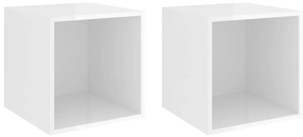 vidaXL Nástěnné skříňky 2 ks bílé vysoký lesk 37x37x37 cm dřevotříska
