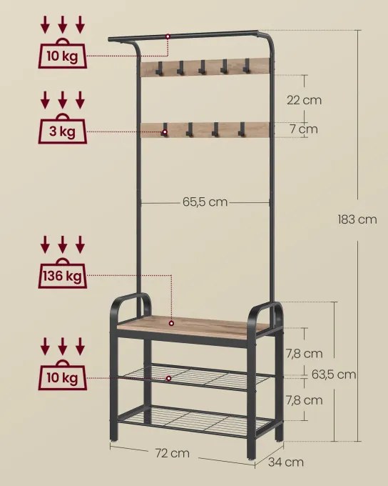 Věšákový stojan s botníkem HSR040K02