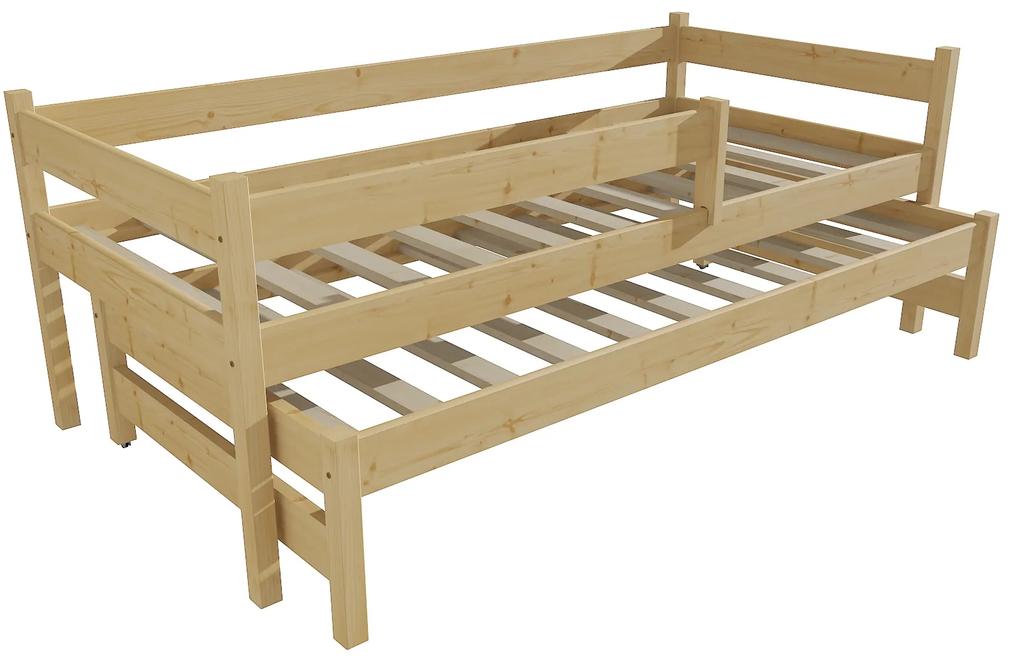 Vomaks Dětská postel s výsuvnou přistýlkou DPV 017 se zábranou Rozměr: 80 x 180 cm, Barva: moření olše