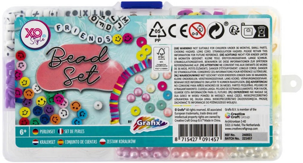 _Ostatní 1_ GRAFIX Navlékací korálky s přívěsky kreativní set výroba náramků v boxu plast 240021