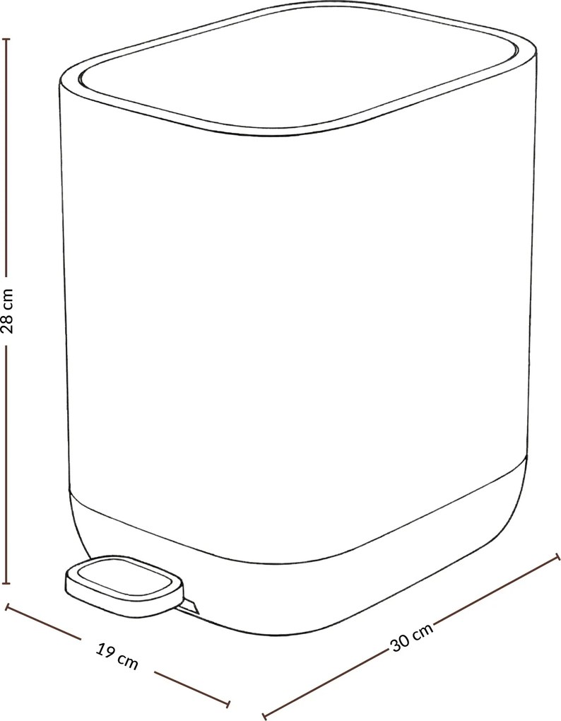 Obdélníkový koupelnový koš s pedálem INVI, 7 l, béžový