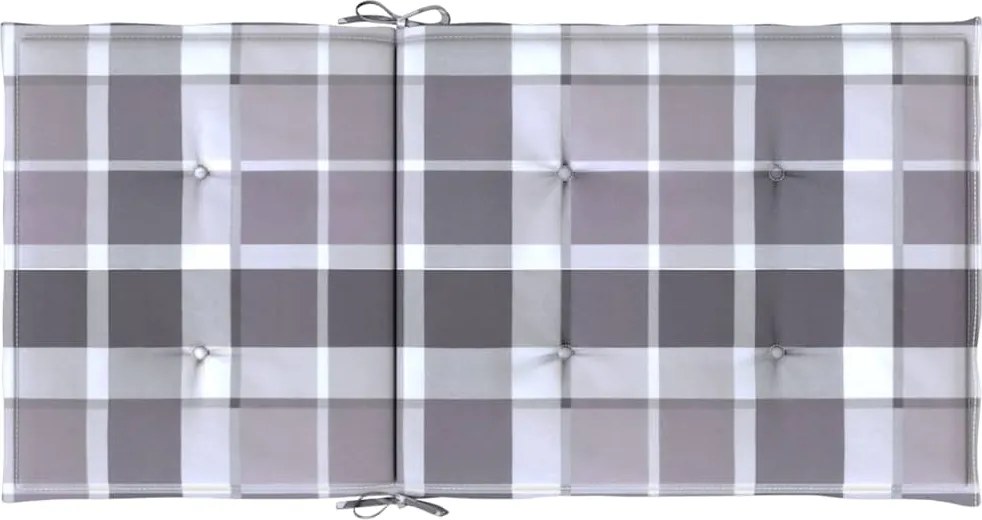 Podušky na židli nízké opěradlo 4 ks šedé kárované 100x50x3 cm 314156