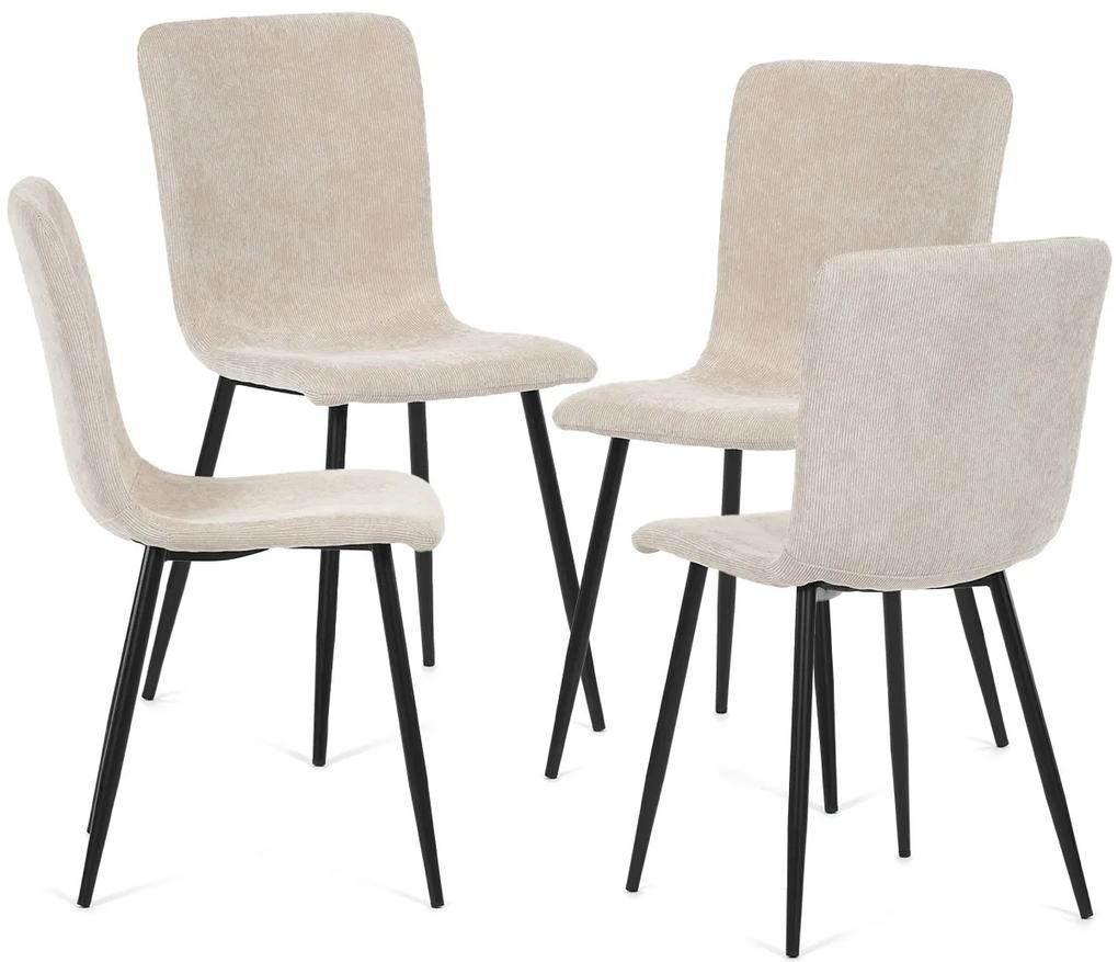Sada jídelních polstrovaných židlí 4 ks, bílá, 42 x 88 x 52 cm