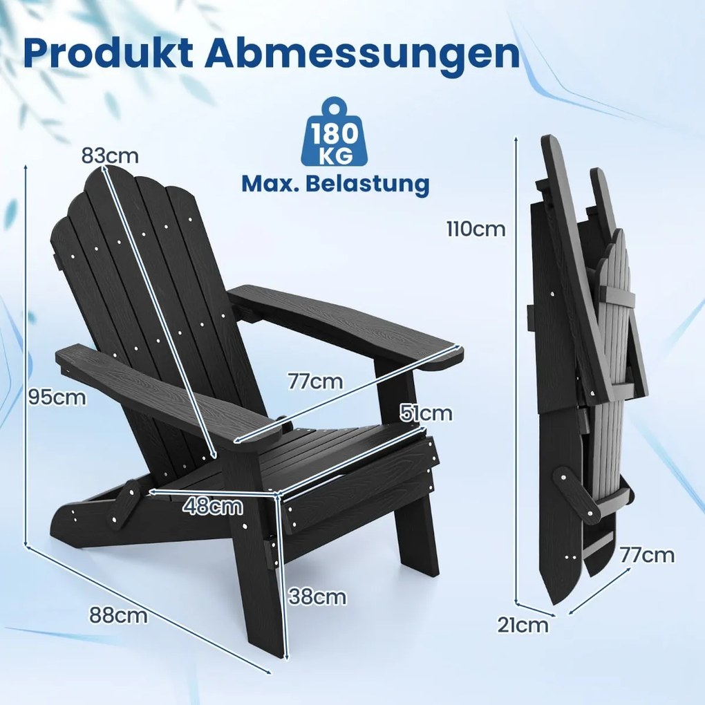 Costway Sada 2 židlí Adirondack skládací židle Adirondack odolná