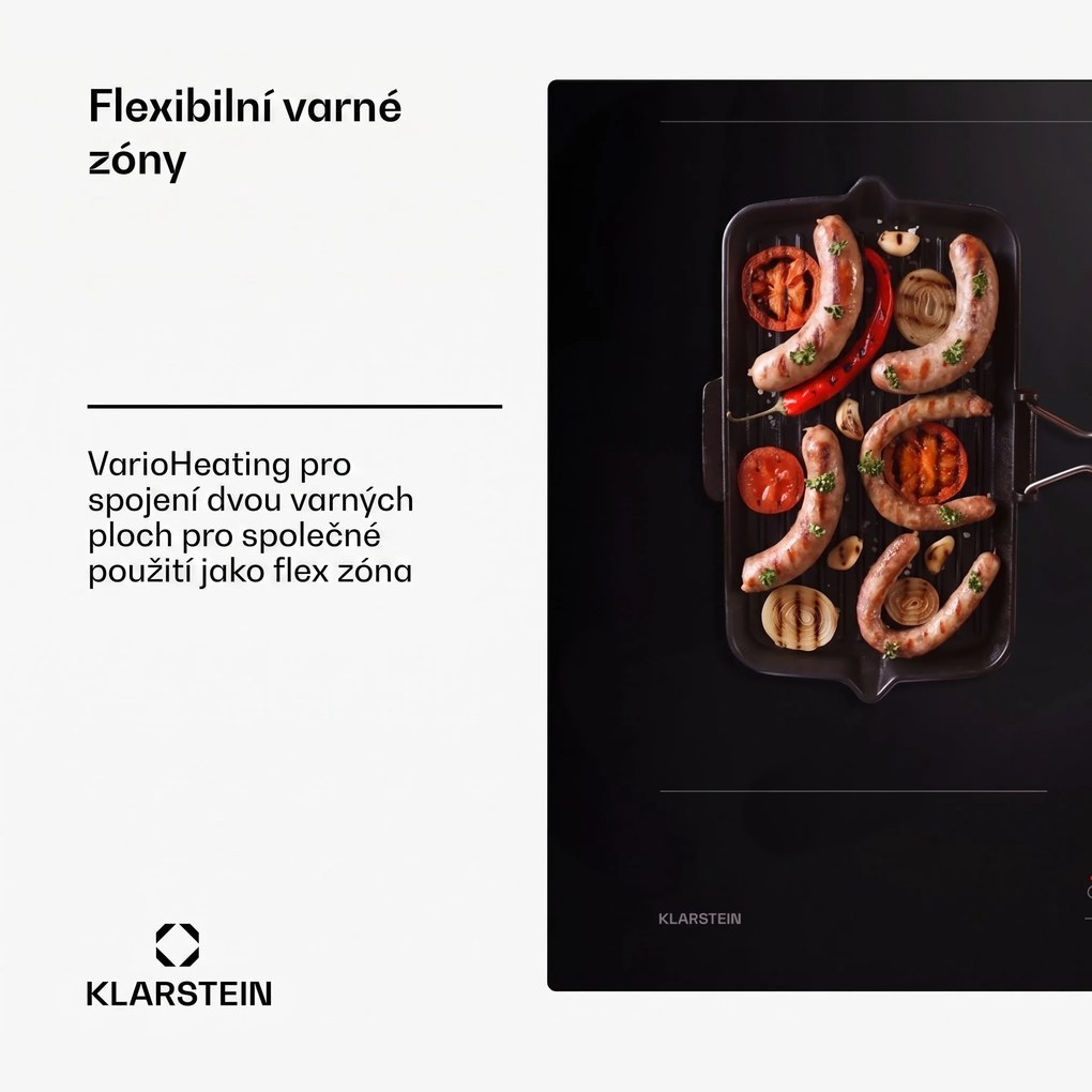Klarstein AirJet 83, Down Air System, indukční varná deska, zabudovaná digestoř DownAir, 754 m³/h, energetická třída A++
