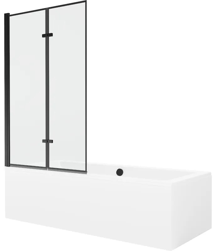 Mexen Cube obdélníková vana 170 x 80 cms pláštěm 2-křídlovou zástěnou 100 cm, Černý vzor - 550517080X9210027070