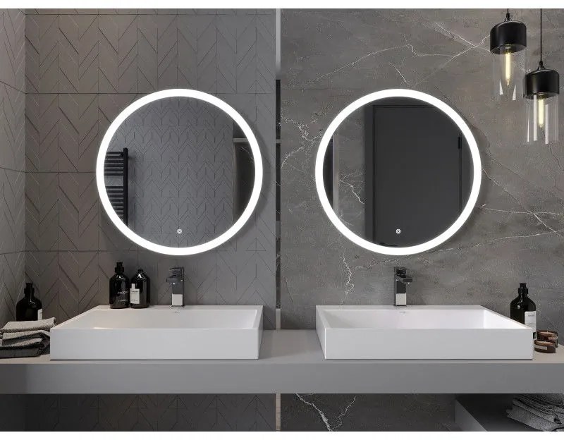 Mexen Oro, kulaté LED podsvícené koupelnové zrcadlo 70 cm, 6000K, topná podložka proti zamlžování, 9824-070-070-611-00