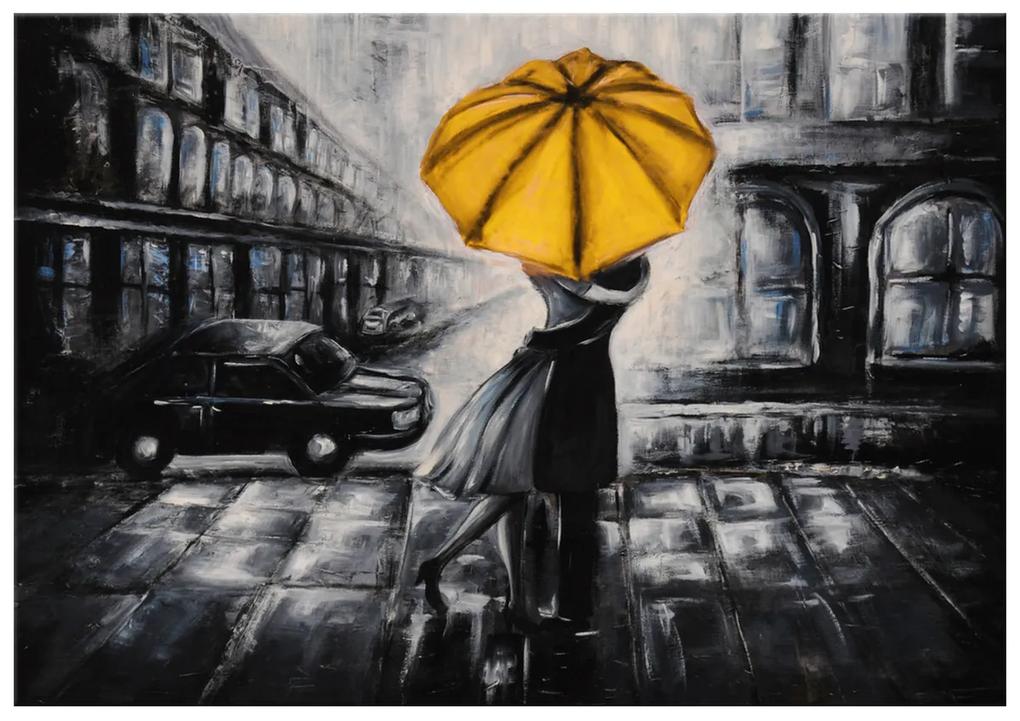 Gario Ručně malovaný obraz Žlutý polibek v dešti Rozměry: 100 x 70 cm