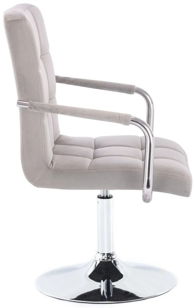 LuxuryForm DESIGN Otočná židle VERONA VELUR na stříbrném talíři - světle šedá