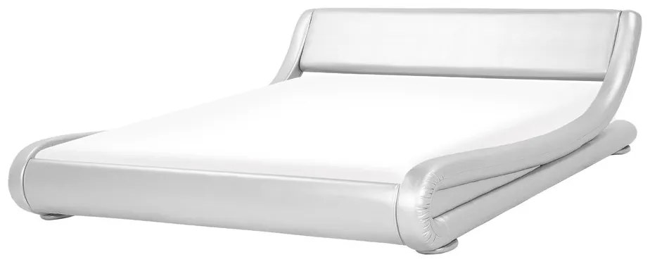 Vodní postel stříbrná 180 x 200 cm ekologická kůže AVIGNON