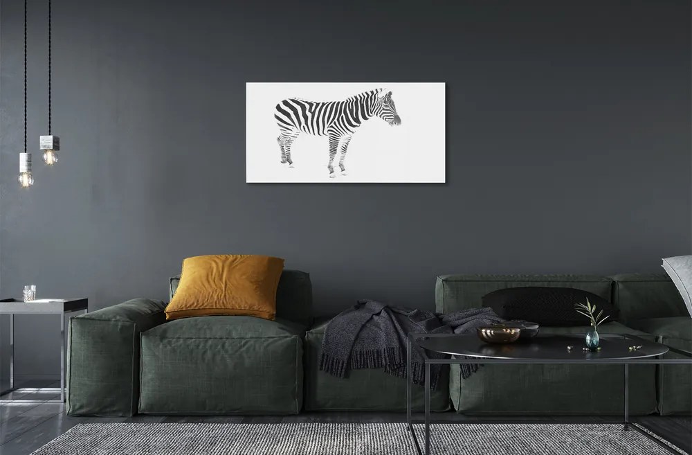 Obraz na skle malované zebra 140x70 cm