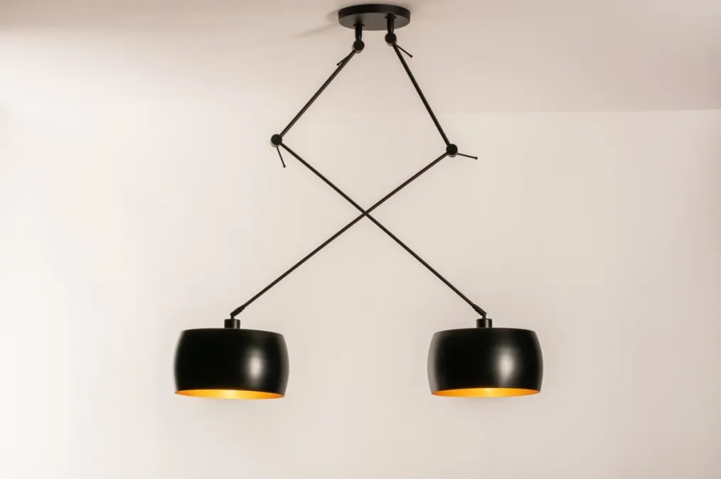 Závěsné černé designové svítidlo nad stůl Snap Light Duo Bond Black and Black