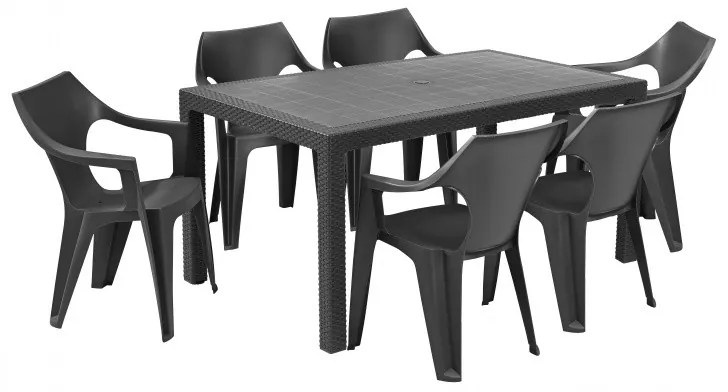 Hector Sada stůl + šest židlí Melody Dante low šedá