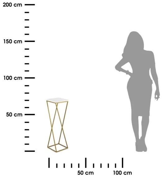 Stojan na květiny LOFT 70x24 cm zlatá/bílá