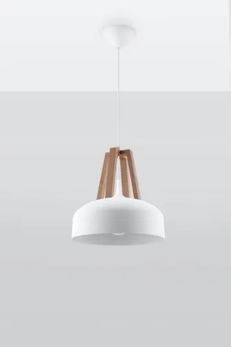 Lustr SOLLUX Casco E27 1x60W bez zdroje SL.0388 přírodní dřevo a ocel bílá