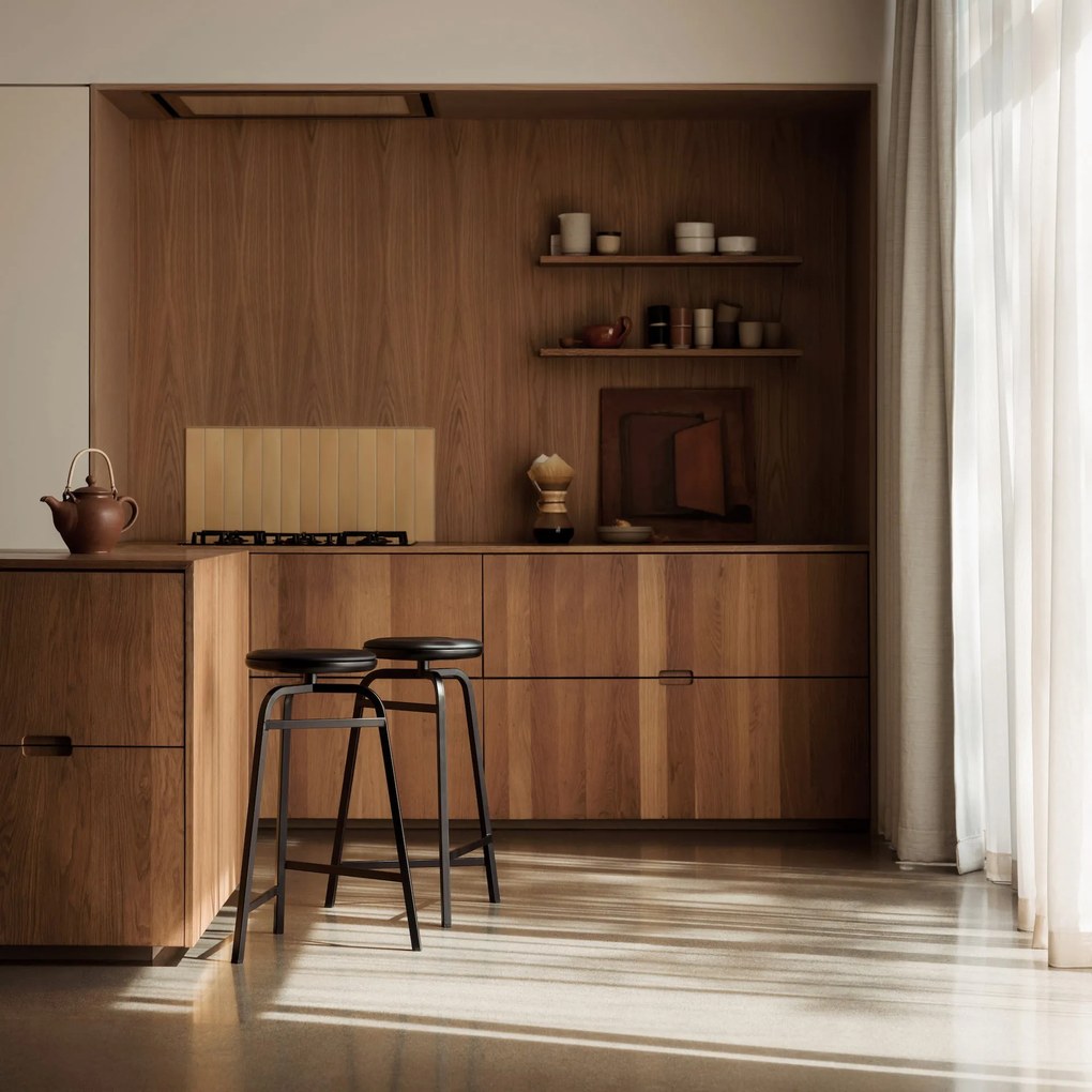 NORTHERN Barová židle Treble Stool, White / Light Oak, Leather