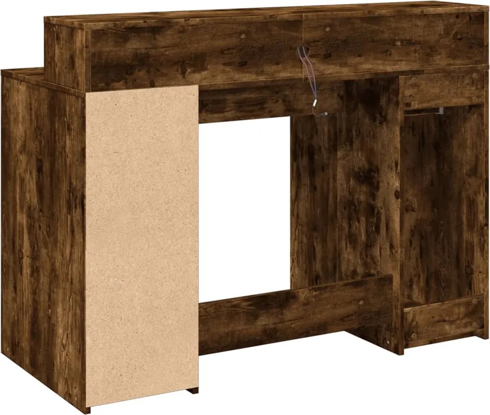 Psací stůl s LED kouřový dub 120 x 55 x 91 cm kompozitní dřevo 3309415