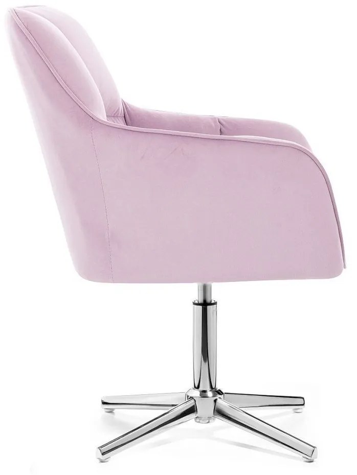 LuxuryForm DESIGN Otočné křeslo AMALFI VELUR na stříbrném kříži - levandule
