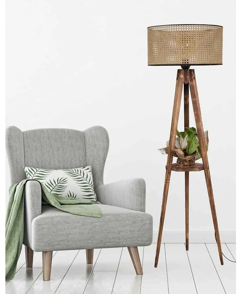 Designová stojanová lampa Tabitha 153 cm hnědá