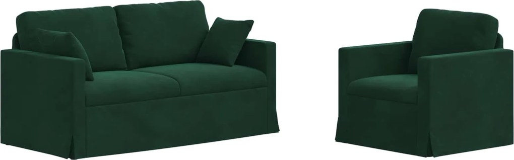Set pohovek 2 ks Tmavě zelená samet 3407553