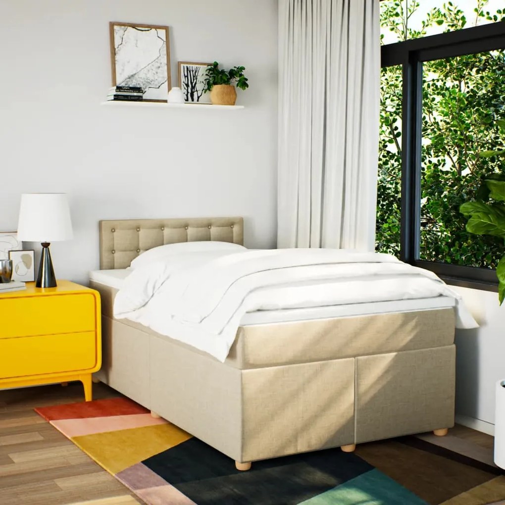Box spring postel s matrací krémová 120x200 cm textil 3286666